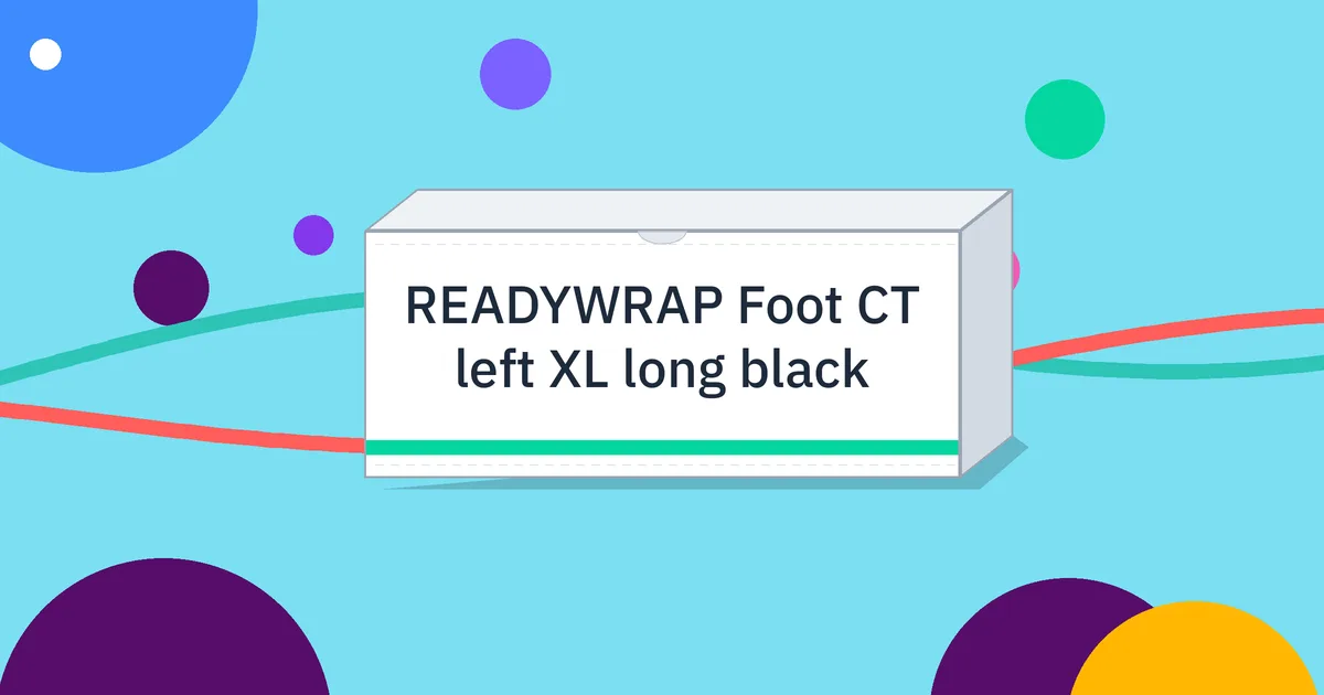 Symbolbild: Packung mit der Aufschrift READYWRAP Foot CT left XL long black (PZN 18008924) – Verfügbarkeit und Bezug in Apotheken in Frankfurt am Main