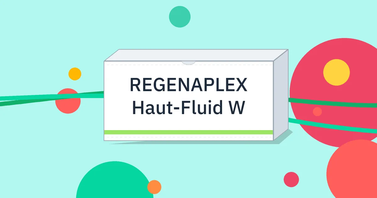 Symbolbild: Packung mit der Aufschrift REGENAPLEX Haut-Fluid W (PZN 03110930) – Verfügbarkeit und Bezug in Apotheken in Frankfurt am Main