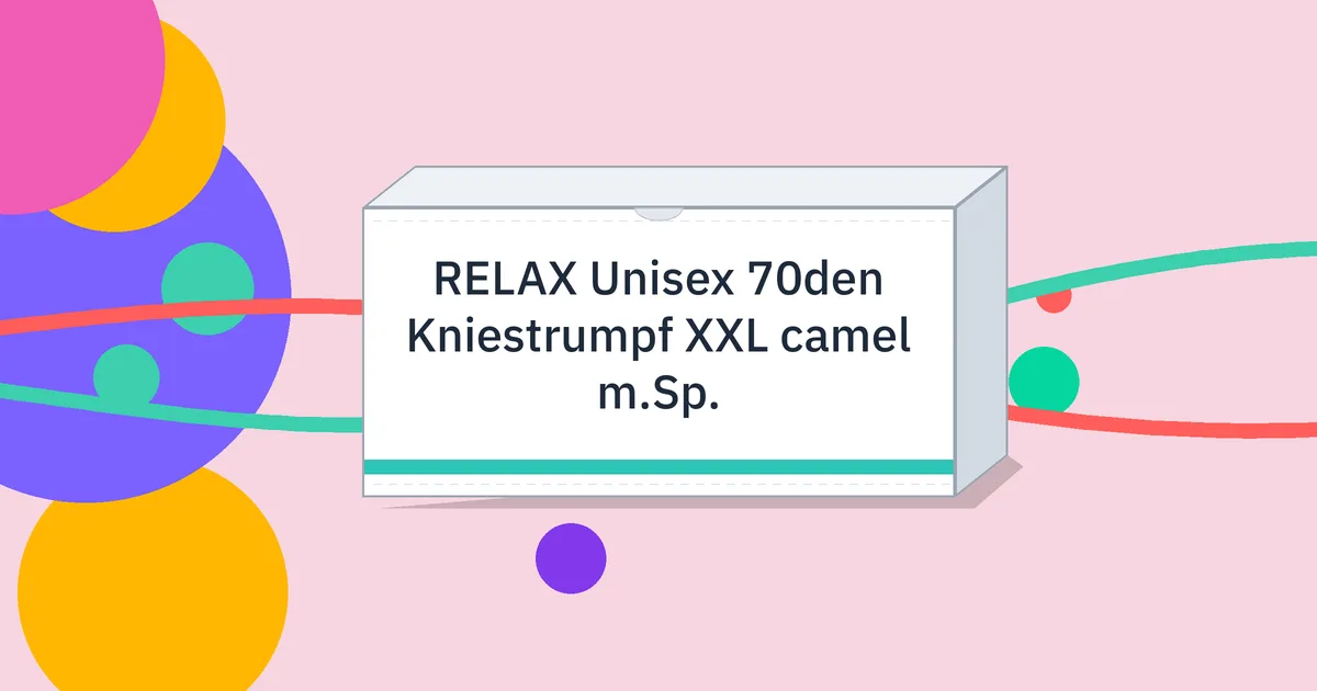 Symbolbild: Packung mit der Aufschrift RELAX Unisex 70den Kniestrumpf XXL camel m.Sp. (PZN 16189896) – Verfügbarkeit und Bezug in Apotheken in Frankfurt am Main