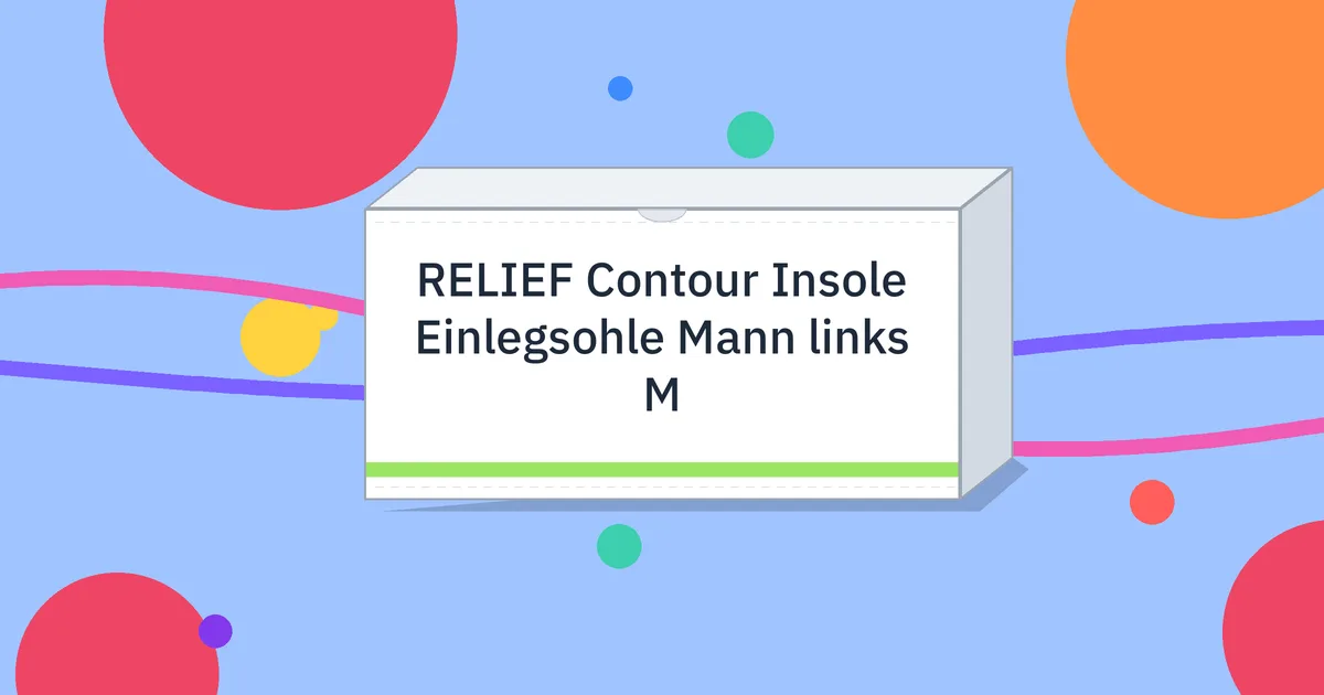 Symbolbild: Packung mit der Aufschrift RELIEF Contour Insole Einlegsohle Mann links M (PZN 14255620) – Verfügbarkeit und Bezug in Apotheken in Frankfurt am Main