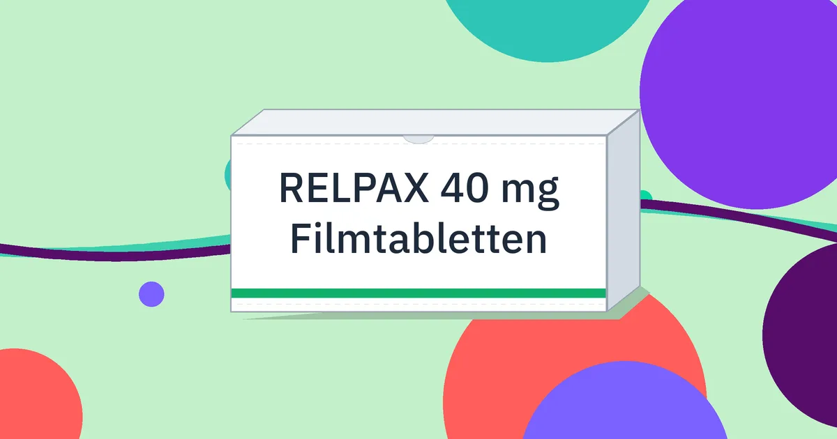 Symbolbild: Packung mit der Aufschrift RELPAX 40 mg Filmtabletten (PZN 09423179) – Verfügbarkeit und Bezug in Apotheken in Frankfurt am Main