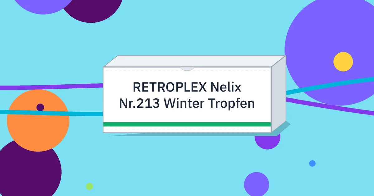 Symbolbild: Packung mit der Aufschrift RETROPLEX Nelix Nr.213 Winter Tropfen (PZN 18443117) – Verfügbarkeit und Bezug in Apotheken in Frankfurt am Main