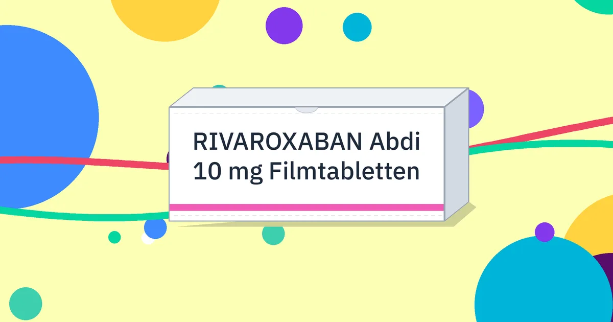 Symbolbild: Packung mit der Aufschrift RIVAROXABAN Abdi 10 mg Filmtabletten (PZN 19820272) – Verfügbarkeit und Bezug in Apotheken in Frankfurt am Main
