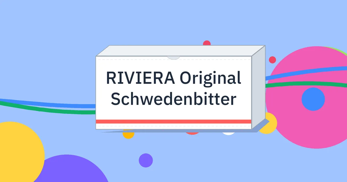 Symbolbild: Packung mit der Aufschrift RIVIERA Original Schwedenbitter (PZN 10000892) – Verfügbarkeit und Bezug in Apotheken in Frankfurt am Main