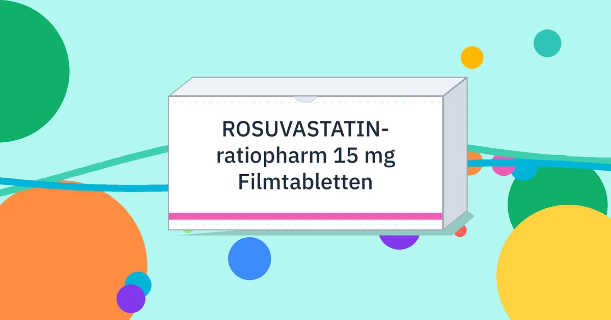 Symbolbild: Packung mit der Aufschrift ROSUVASTATIN-ratiopharm 15 mg Filmtabletten (PZN 18652163) – Verfügbarkeit und Bezug in Apotheken in Frankfurt am Main