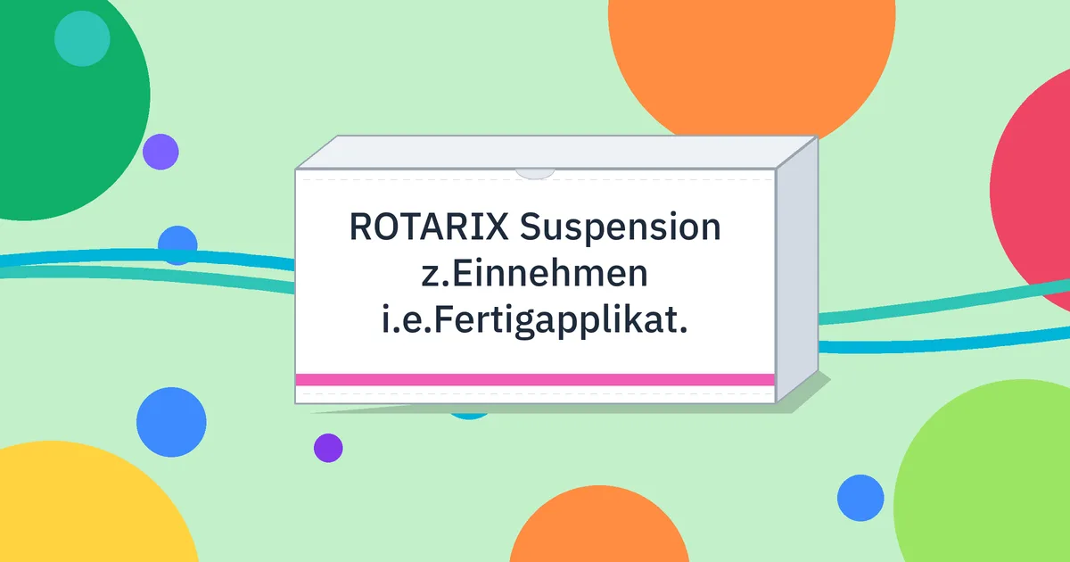 Symbolbild: Packung mit der Aufschrift ROTARIX Suspension z.Einnehmen i.e.Fertigapplikat. (PZN 16793936) – Verfügbarkeit und Bezug in Apotheken in Frankfurt am Main
