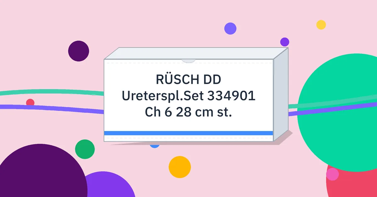 Symbolbild: Packung mit der Aufschrift RÜSCH DD Ureterspl.Set 334901 Ch 6 28 cm st. (PZN 07399761) – Verfügbarkeit und Bezug in Apotheken in Frankfurt am Main