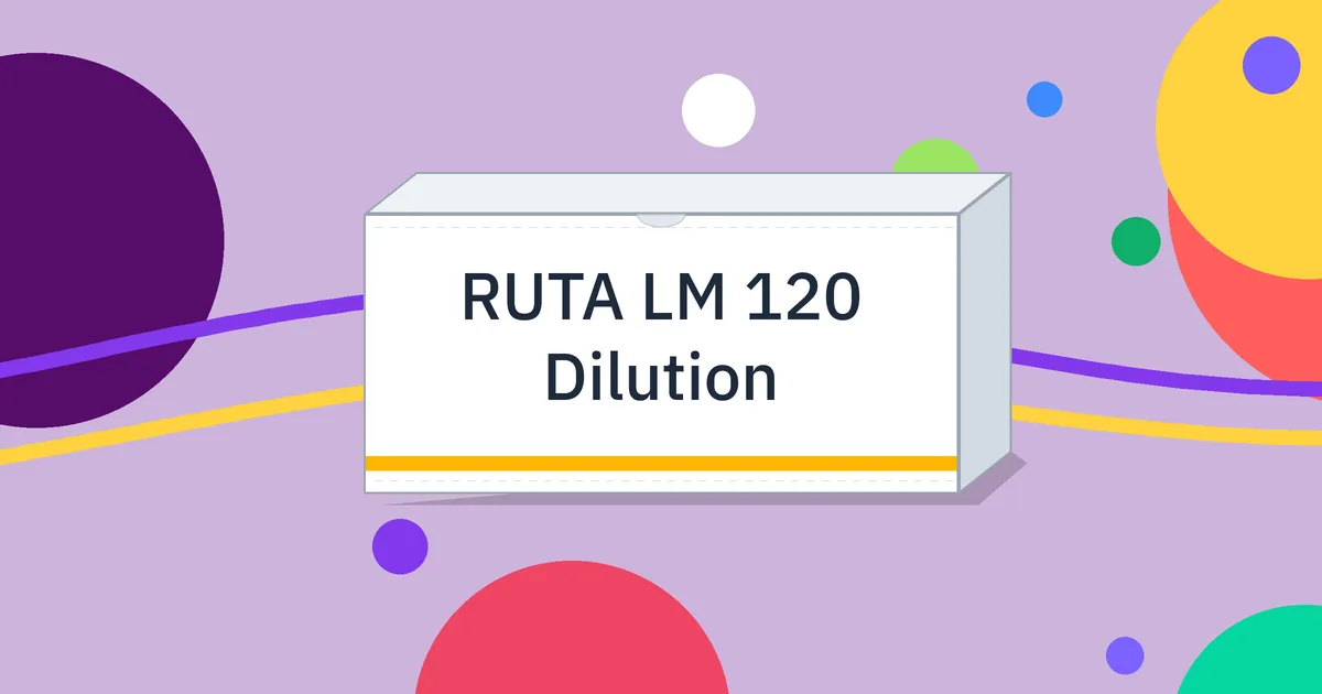 Symbolbild: Packung mit der Aufschrift RUTA LM 120 Dilution (PZN 13173995) – Verfügbarkeit und Bezug in Apotheken in Frankfurt am Main
