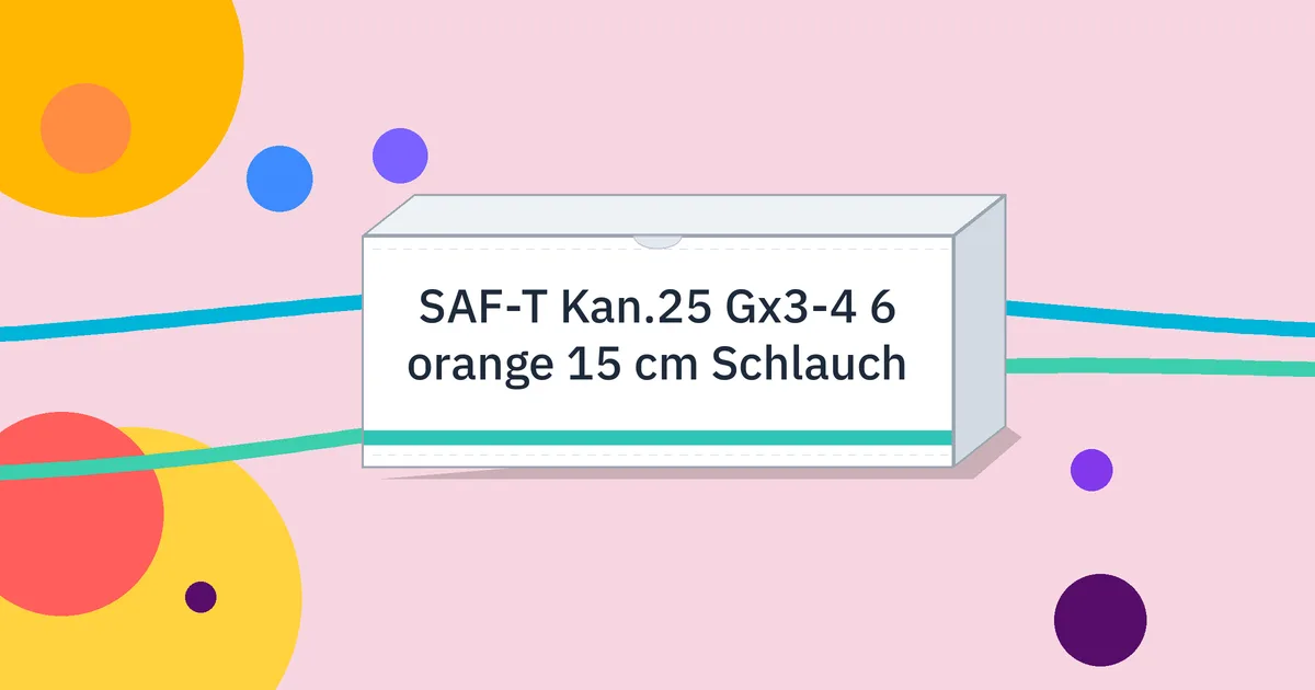 Symbolbild: Packung mit der Aufschrift SAF-T Kan.25 Gx3-4 6 orange 15 cm Schlauch (PZN 00879222) – Verfügbarkeit und Bezug in Apotheken in Frankfurt am Main