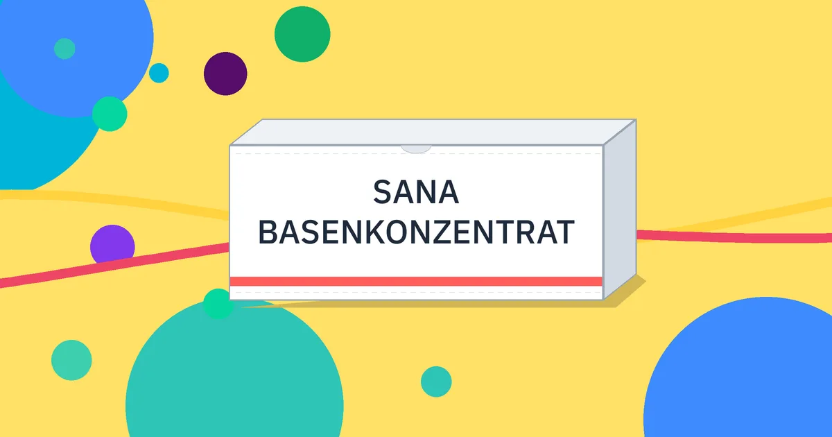 Symbolbild: Packung mit der Aufschrift SANA BASENKONZENTRAT (PZN 12870433) – Verfügbarkeit und Bezug in Apotheken in Frankfurt am Main