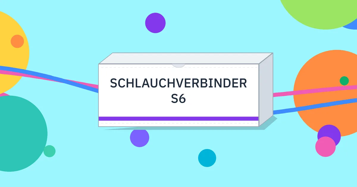 Symbolbild: Packung mit der Aufschrift SCHLAUCHVERBINDER S6 (PZN 11509729) – Verfügbarkeit und Bezug in Apotheken in Frankfurt am Main