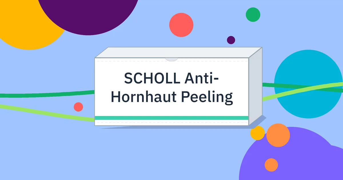 Symbolbild: Packung mit der Aufschrift SCHOLL Anti-Hornhaut Peeling (PZN 18296745) – Verfügbarkeit und Bezug in Apotheken in Frankfurt am Main