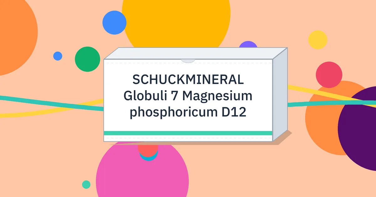 Symbolbild: Packung mit der Aufschrift SCHUCKMINERAL Globuli 7 Magnesium phosphoricum D12 (PZN 00425544) – Verfügbarkeit und Bezug in Apotheken in Frankfurt am Main