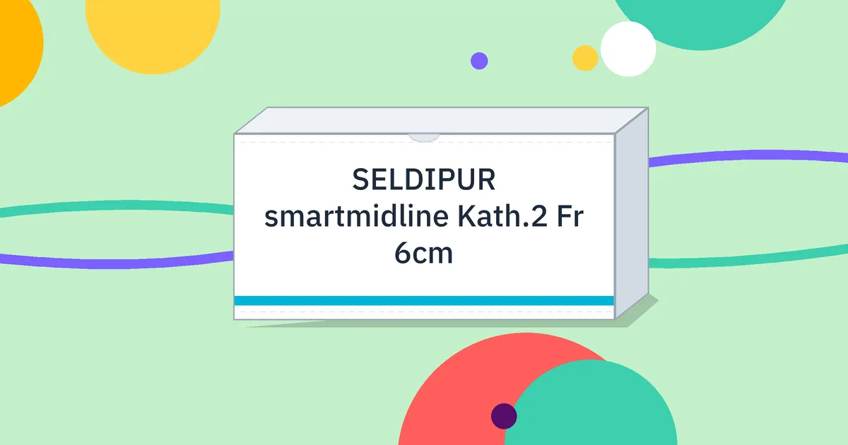 Symbolbild: Packung mit der Aufschrift SELDIPUR smartmidline Kath.2 Fr 6cm (PZN 15263053) – Verfügbarkeit und Bezug in Apotheken in Frankfurt am Main