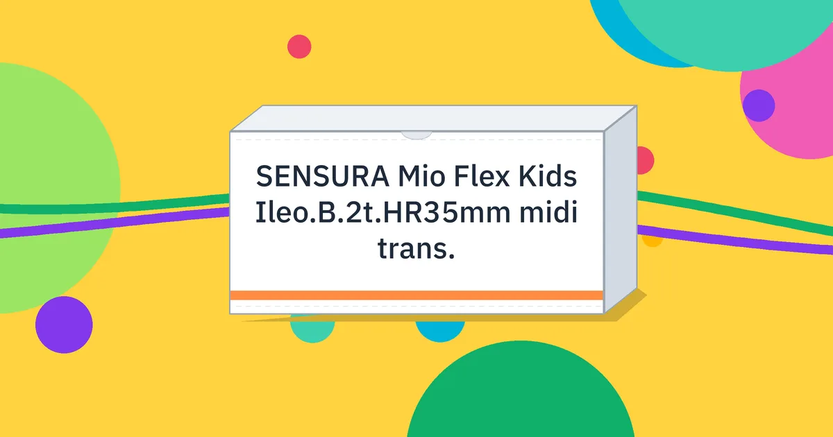 Symbolbild: Packung mit der Aufschrift SENSURA Mio Flex Kids Ileo.B.2t.HR35mm midi trans. (PZN 15410778) – Verfügbarkeit und Bezug in Apotheken in Frankfurt am Main