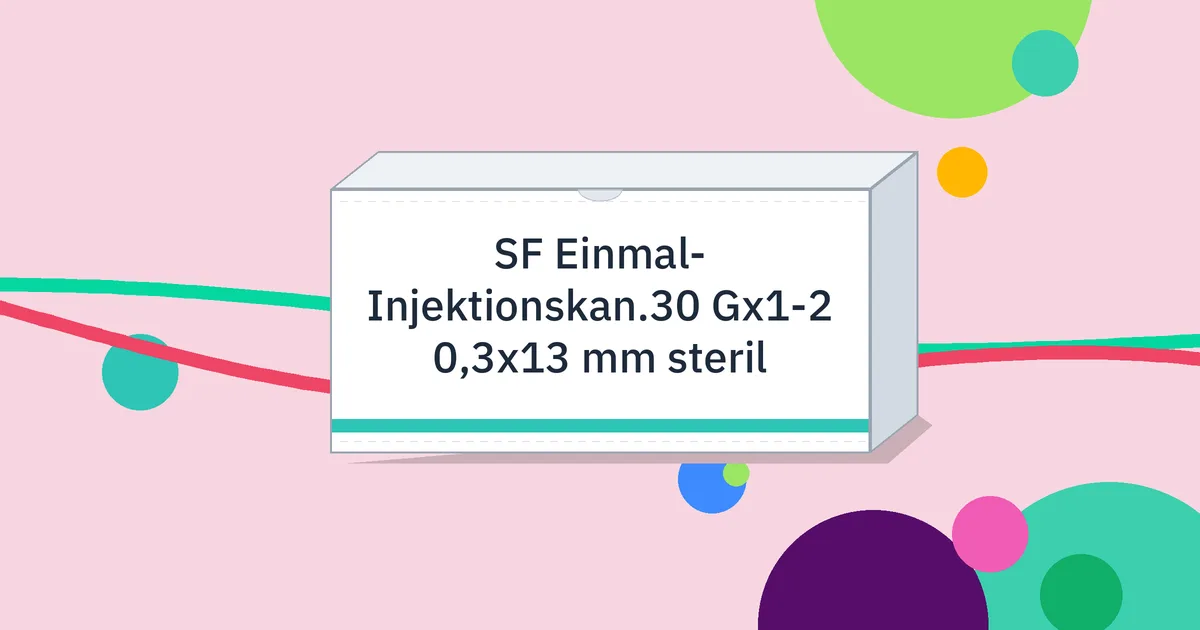 Symbolbild: Packung mit der Aufschrift SF Einmal-Injektionskan.30 Gx1-2 0,3x13 mm steril (PZN 17280883) – Verfügbarkeit und Bezug in Apotheken in Frankfurt am Main