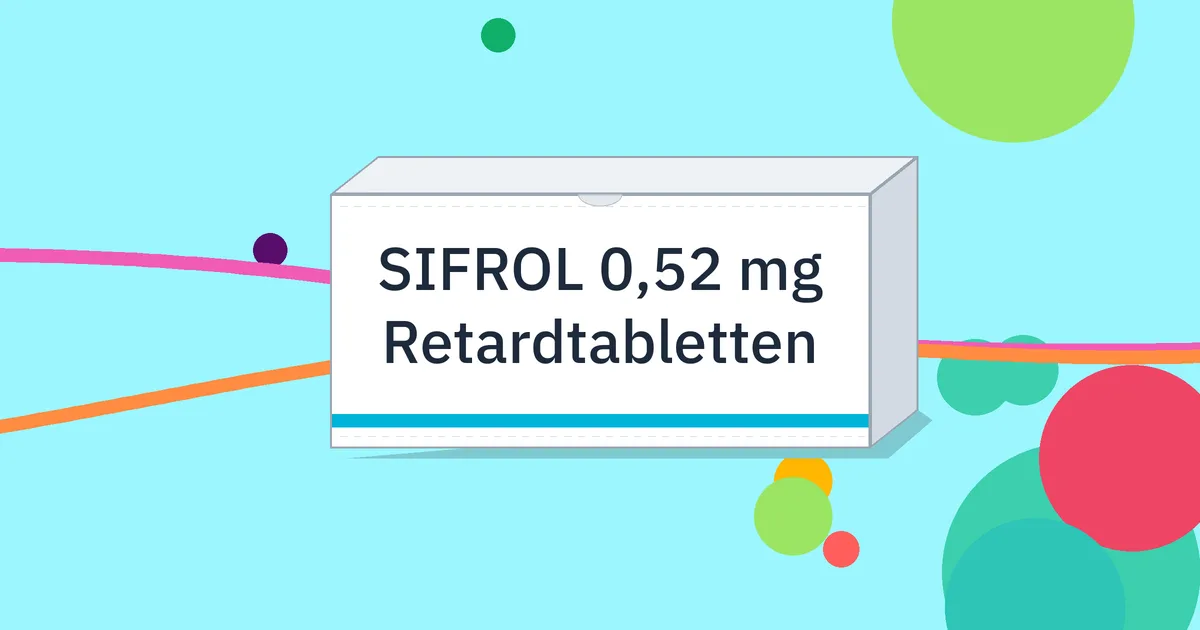 Symbolbild: Packung mit der Aufschrift SIFROL 0,52 mg Retardtabletten (PZN 18032868) – Verfügbarkeit und Bezug in Apotheken in Frankfurt am Main