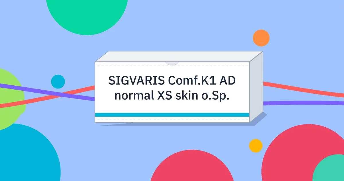 Symbolbild: Packung mit der Aufschrift SIGVARIS Comf.K1 AD normal XS skin o.Sp. (PZN 17041138) – Verfügbarkeit und Bezug in Apotheken in Frankfurt am Main