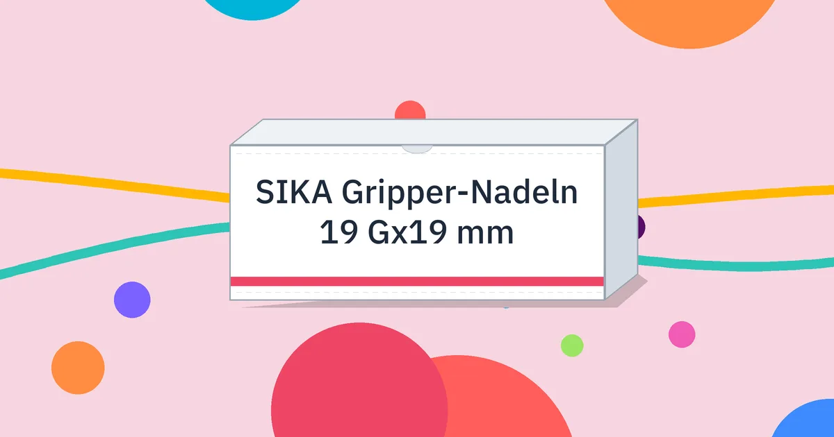 Symbolbild: Packung mit der Aufschrift SIKA Gripper-Nadeln 19 Gx19 mm (PZN 17884115) – Verfügbarkeit und Bezug in Apotheken in Frankfurt am Main