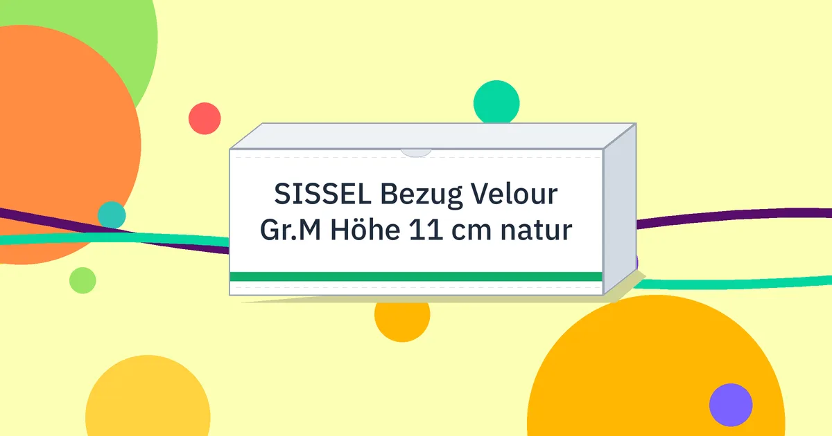 Symbolbild: Packung mit der Aufschrift SISSEL Bezug Velour Gr.M Höhe 11 cm natur (PZN 13929861) – Verfügbarkeit und Bezug in Apotheken in Frankfurt am Main