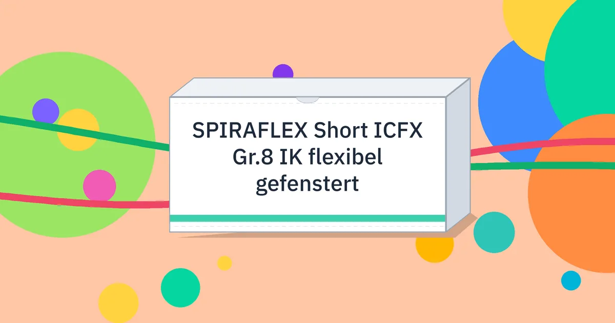 Symbolbild: Packung mit der Aufschrift SPIRAFLEX Short ICFX Gr.8 IK flexibel gefenstert (PZN 14285265) – Verfügbarkeit und Bezug in Apotheken in Frankfurt am Main