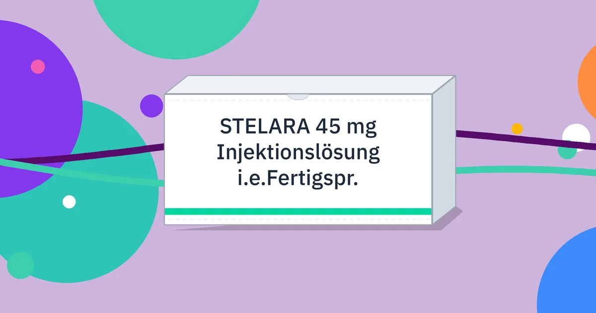 Symbolbild: Packung mit der Aufschrift STELARA 45 mg Injektionslösung i.e.Fertigspr. (PZN 10174244) – Verfügbarkeit und Bezug in Apotheken in Frankfurt am Main