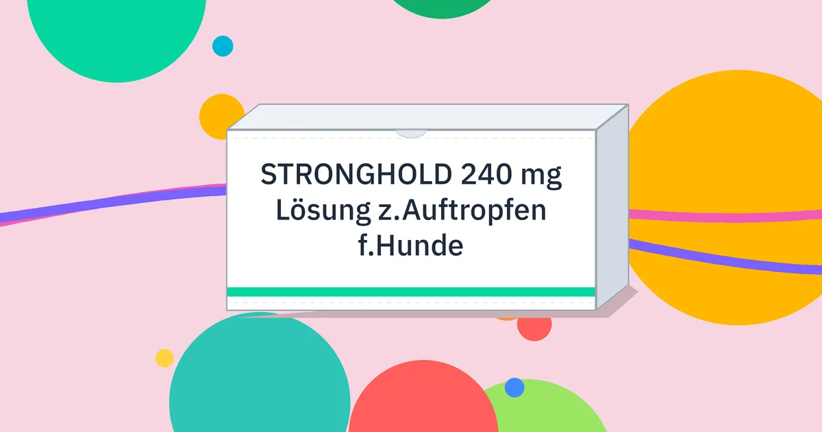 Symbolbild: Packung mit der Aufschrift STRONGHOLD 240 mg Lösung z.Auftropfen f.Hunde (PZN 09116247) – Verfügbarkeit und Bezug in Apotheken in Frankfurt am Main