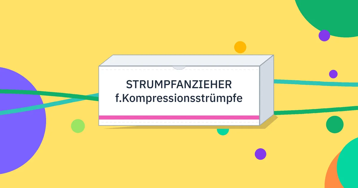 Symbolbild: Packung mit der Aufschrift STRUMPFANZIEHER f.Kompressionsstrümpfe (PZN 14190375) – Verfügbarkeit und Bezug in Apotheken in Frankfurt am Main