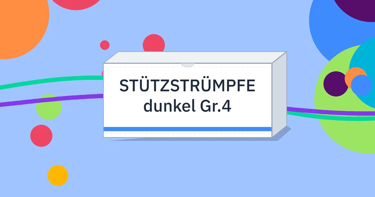 Symbolbild: Packung mit der Aufschrift STÜTZSTRÜMPFE dunkel Gr.4 (PZN 01978883) – Verfügbarkeit und Bezug in Apotheken in Frankfurt am Main