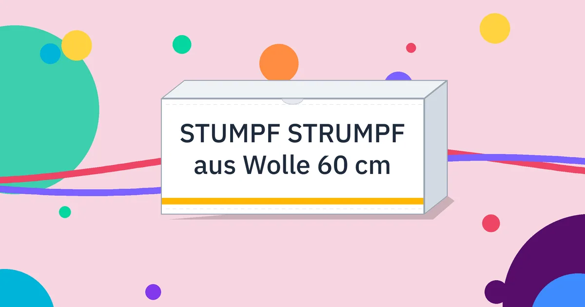 Symbolbild: Packung mit der Aufschrift STUMPF STRUMPF aus Wolle 60 cm (PZN 01739026) – Verfügbarkeit und Bezug in Apotheken in Frankfurt am Main