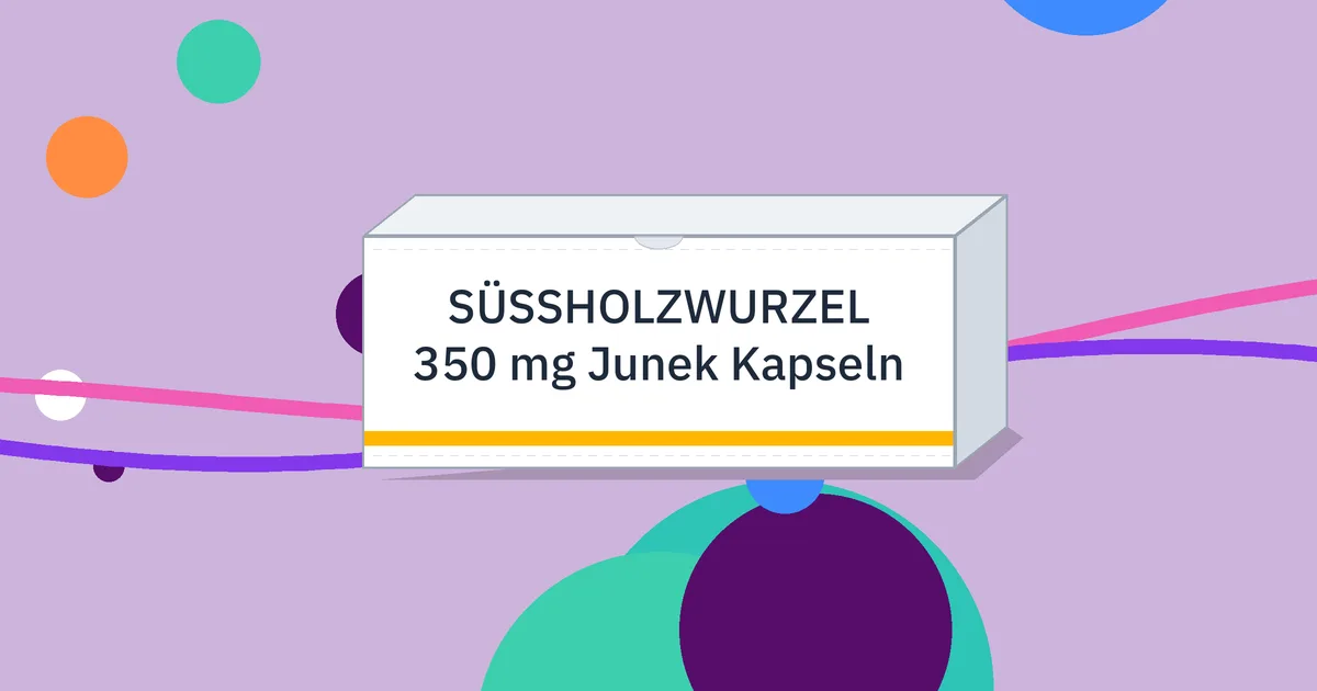 Symbolbild: Packung mit der Aufschrift SÜSSHOLZWURZEL 350 mg Junek Kapseln (PZN 03550818) – Verfügbarkeit und Bezug in Apotheken in Frankfurt am Main