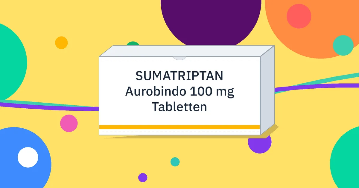 Symbolbild: Packung mit der Aufschrift SUMATRIPTAN Aurobindo 100 mg Tabletten (PZN 05454355) – Verfügbarkeit und Bezug in Apotheken in Frankfurt am Main