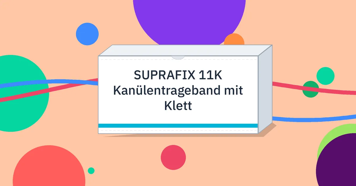 Symbolbild: Packung mit der Aufschrift SUPRAFIX 11K Kanülentrageband mit Klett (PZN 03895405) – Verfügbarkeit und Bezug in Apotheken in Frankfurt am Main