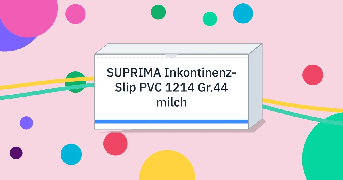 Symbolbild: Packung mit der Aufschrift SUPRIMA Inkontinenz-Slip PVC 1214 Gr.44 milch (PZN 03922898) – Verfügbarkeit und Bezug in Apotheken in Frankfurt am Main