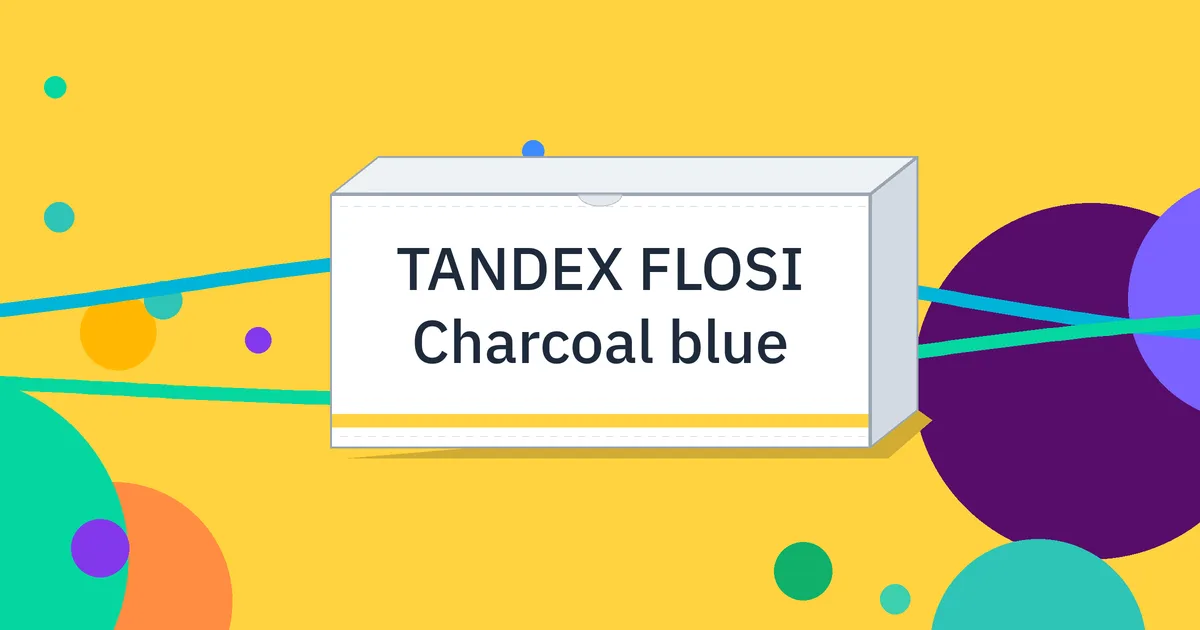 Symbolbild: Packung mit der Aufschrift TANDEX FLOSI Charcoal blue (PZN 16502695) – Verfügbarkeit und Bezug in Apotheken in Frankfurt am Main