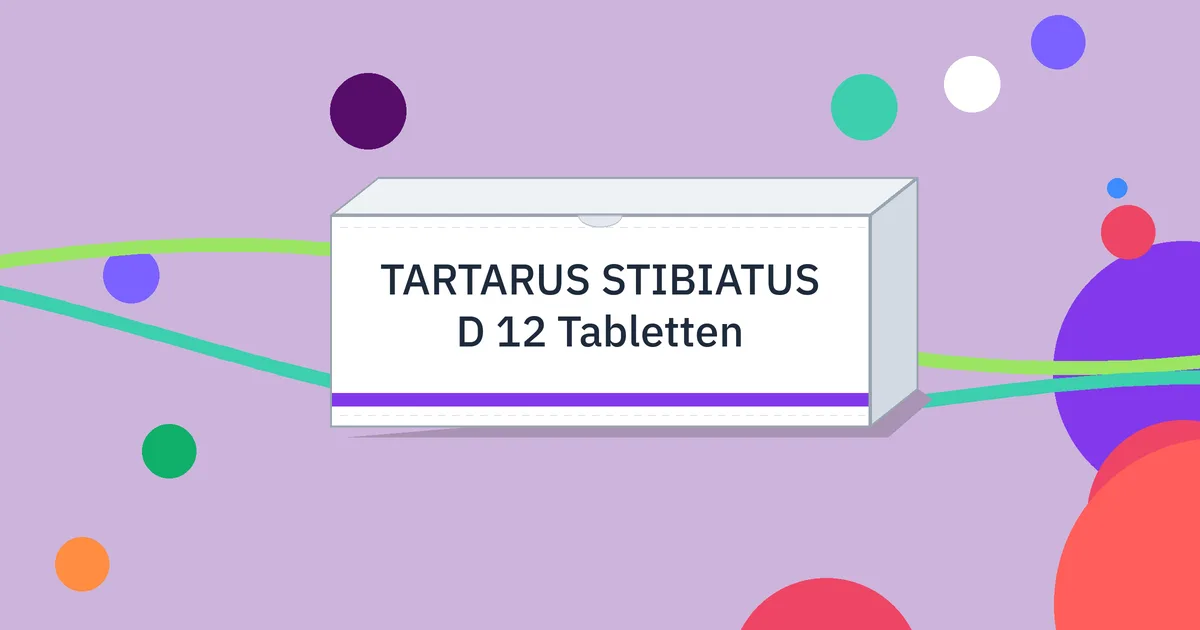 Symbolbild: Packung mit der Aufschrift TARTARUS STIBIATUS D 12 Tabletten (PZN 07181909) – Verfügbarkeit und Bezug in Apotheken in Frankfurt am Main