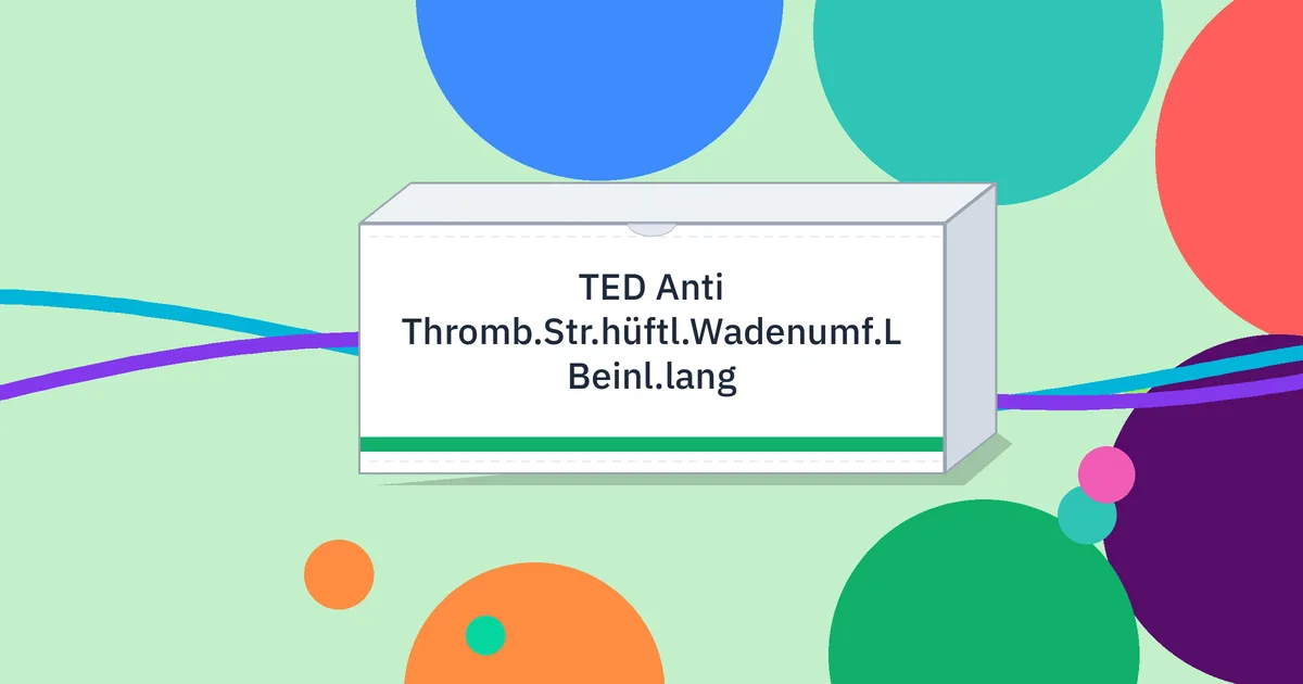 Symbolbild: Packung mit der Aufschrift TED Anti Thromb.Str.hüftl.Wadenumf.L Beinl.lang (PZN 12377945) – Verfügbarkeit und Bezug in Apotheken in Frankfurt am Main