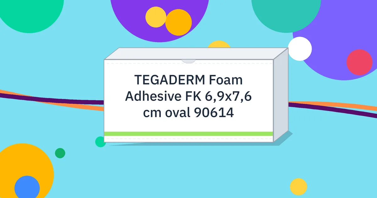 Symbolbild: Packung mit der Aufschrift TEGADERM Foam Adhesive FK 6,9x7,6 cm oval 90614 (PZN 16036589) – Verfügbarkeit und Bezug in Apotheken in Frankfurt am Main