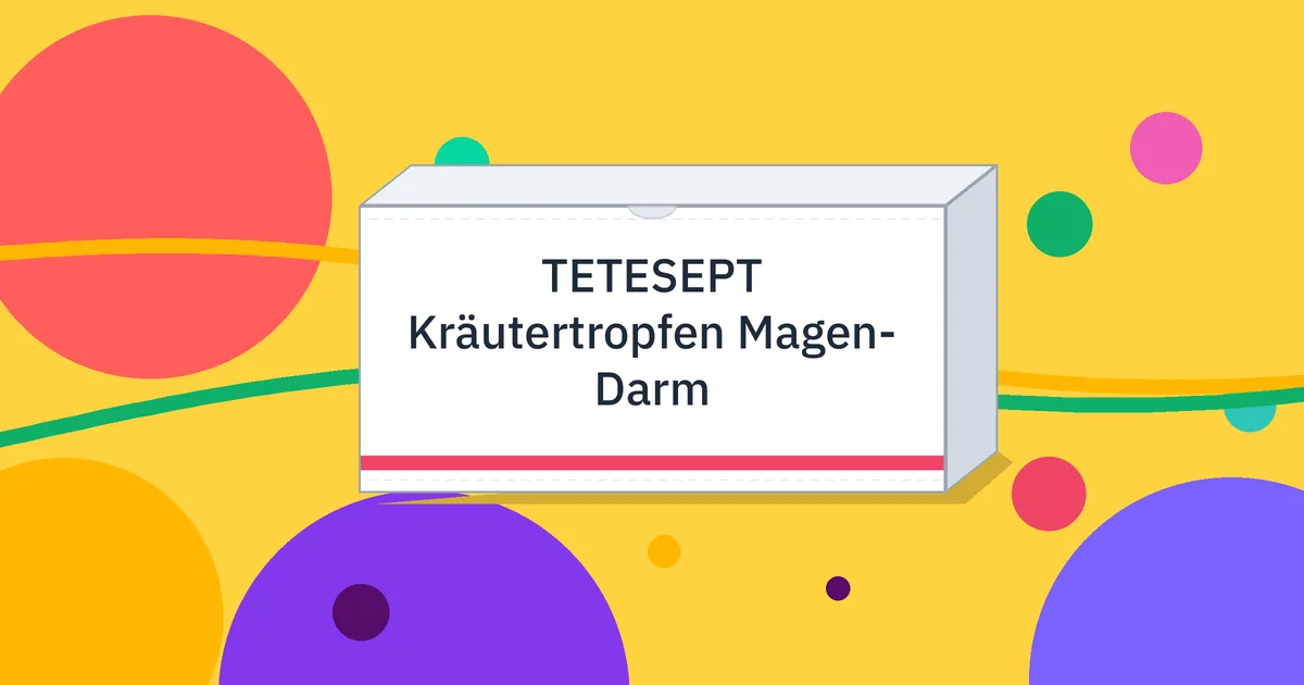 Symbolbild: Packung mit der Aufschrift TETESEPT Kräutertropfen Magen-Darm (PZN 17415998) – Verfügbarkeit und Bezug in Apotheken in Frankfurt am Main