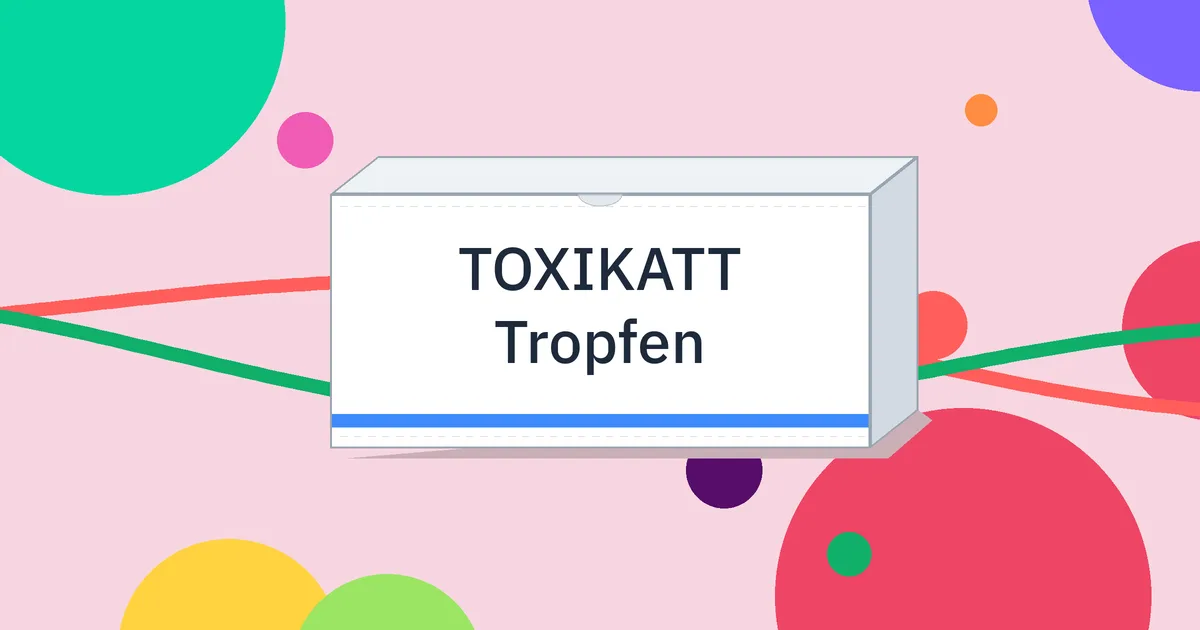 Symbolbild: Packung mit der Aufschrift TOXIKATT Tropfen (PZN 04323510) – Verfügbarkeit und Bezug in Apotheken in Frankfurt am Main