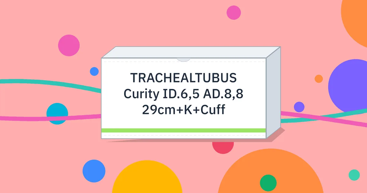 Symbolbild: Packung mit der Aufschrift TRACHEALTUBUS Curity ID.6,5 AD.8,8 29cm+K+Cuff (PZN 08885044) – Verfügbarkeit und Bezug in Apotheken in Frankfurt am Main
