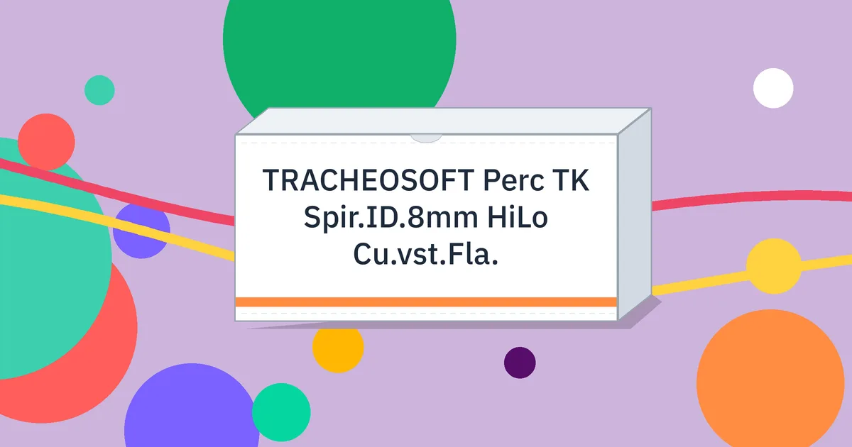 Symbolbild: Packung mit der Aufschrift TRACHEOSOFT Perc TK Spir.ID.8mm HiLo Cu.vst.Fla. (PZN 04109679) – Verfügbarkeit und Bezug in Apotheken in Frankfurt am Main