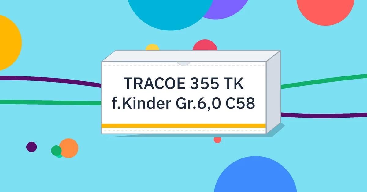 Symbolbild: Packung mit der Aufschrift TRACOE 355 TK f.Kinder Gr.6,0 C58 (PZN 11644568) – Verfügbarkeit und Bezug in Apotheken in Frankfurt am Main