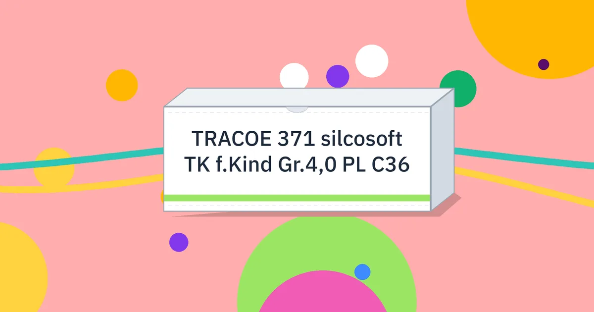 Symbolbild: Packung mit der Aufschrift TRACOE 371 silcosoft TK f.Kind Gr.4,0 PL C36 (PZN 14315345) – Verfügbarkeit und Bezug in Apotheken in Frankfurt am Main