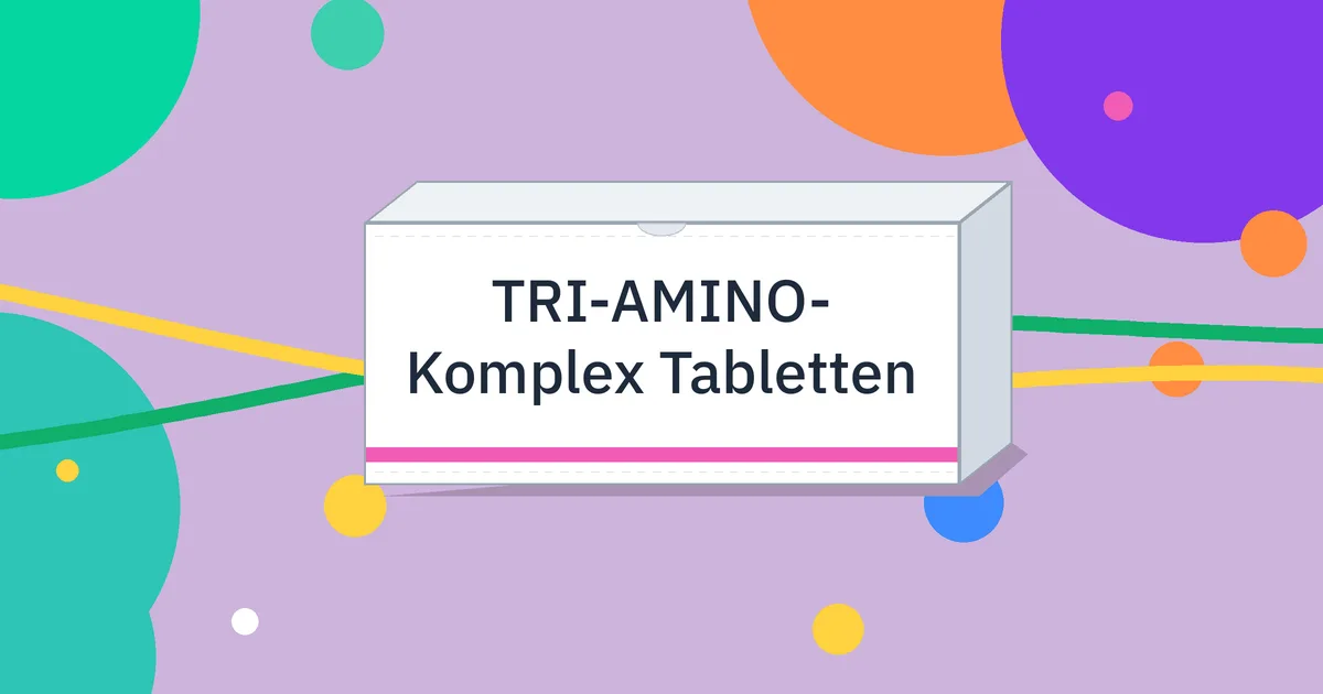 Symbolbild: Packung mit der Aufschrift TRI-AMINO-Komplex Tabletten (PZN 16394142) – Verfügbarkeit und Bezug in Apotheken in Frankfurt am Main