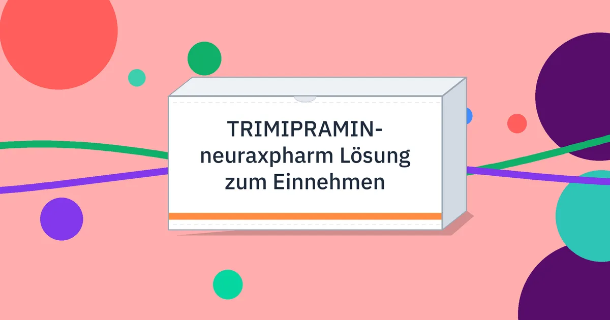Symbolbild: Packung mit der Aufschrift TRIMIPRAMIN-neuraxpharm Lösung zum Einnehmen (PZN 01527732) – Verfügbarkeit und Bezug in Apotheken in Frankfurt am Main