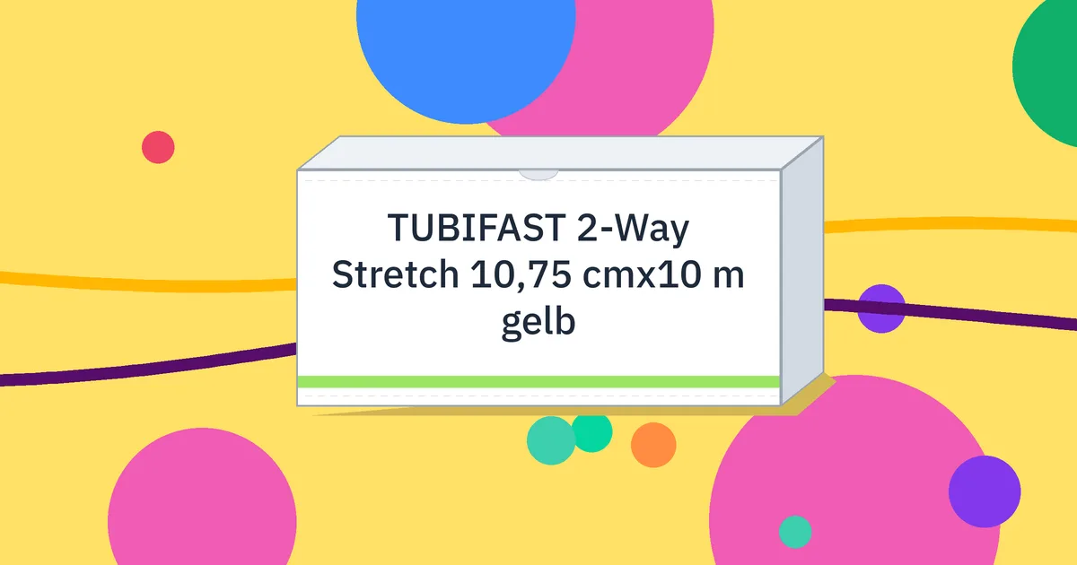 Symbolbild: Packung mit der Aufschrift TUBIFAST 2-Way Stretch 10,75 cmx10 m gelb (PZN 17554501) – Verfügbarkeit und Bezug in Apotheken in Frankfurt am Main