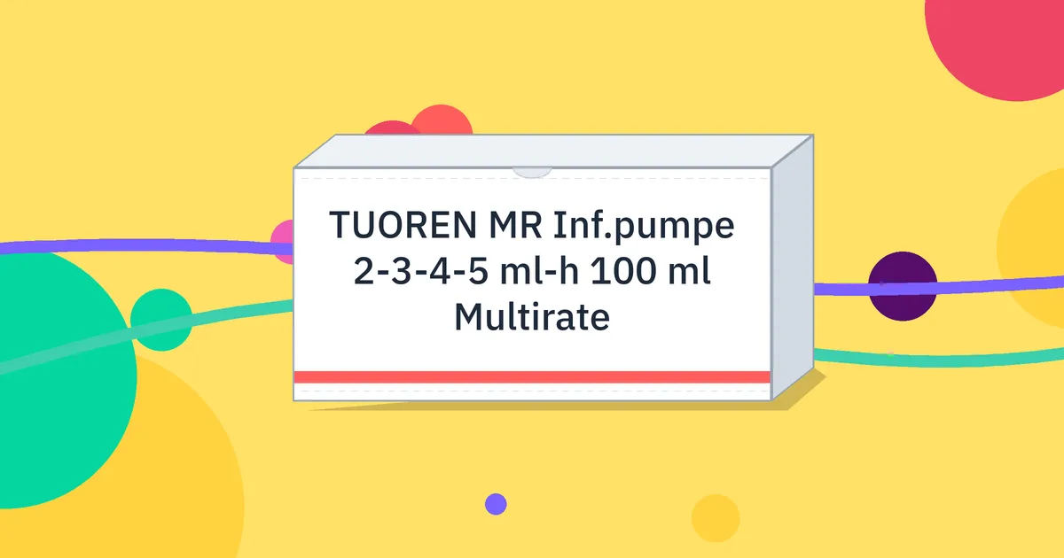 Symbolbild: Packung mit der Aufschrift TUOREN MR Inf.pumpe 2-3-4-5 ml-h 100 ml Multirate (PZN 11663258) – Verfügbarkeit und Bezug in Apotheken in Frankfurt am Main