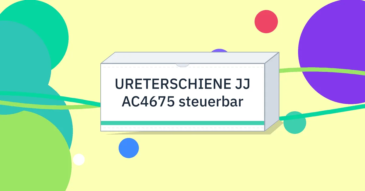 Symbolbild: Packung mit der Aufschrift URETERSCHIENE JJ AC4675 steuerbar (PZN 00153347) – Verfügbarkeit und Bezug in Apotheken in Frankfurt am Main