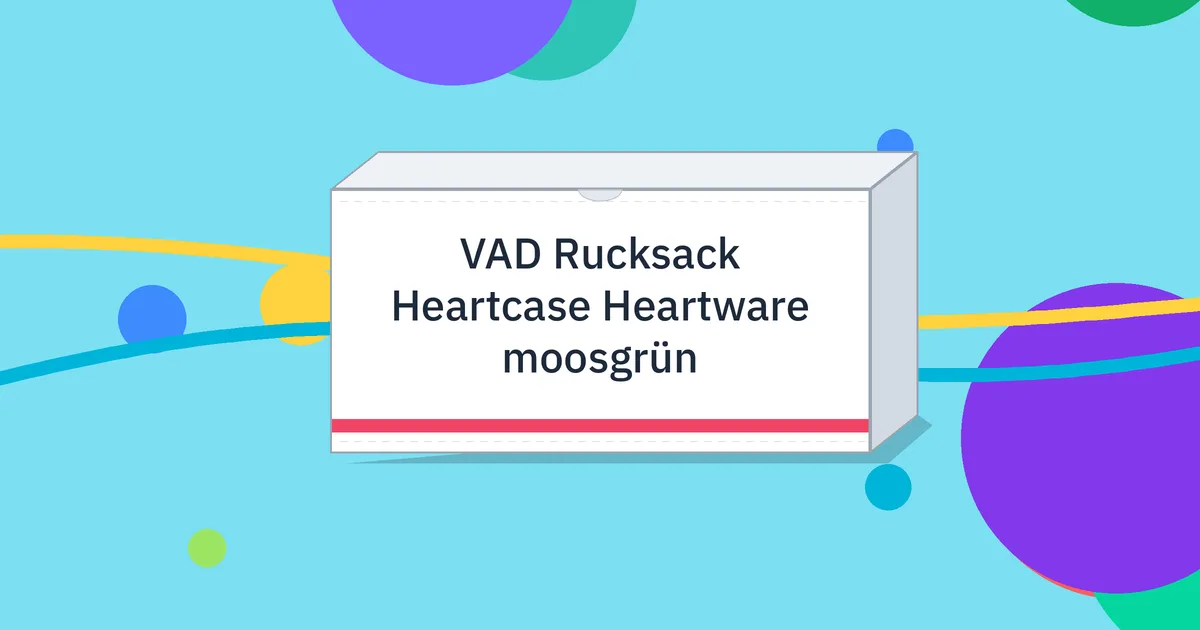 Symbolbild: Packung mit der Aufschrift VAD Rucksack Heartcase Heartware moosgrün (PZN 18500051) – Verfügbarkeit und Bezug in Apotheken in Frankfurt am Main